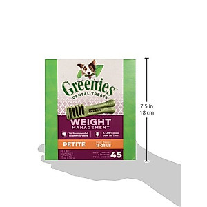 GREENIES Weight Management Petite Natural Dog Dental Care Chews Weight Control Dog Treats, 27 oz. Pack (45 Treats)