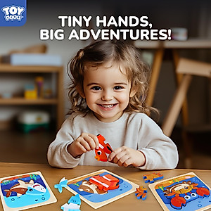TOY Life Wooden Puzzles for Toddlers 2-4, Sea Animals Toddler Puzzles, Puzzles for Toddlers 1-3, Wood Puzzles Educational Montessori Toys Gifts for 1 2 3 Year Old, Baby Puzzles Kids Learning Toy