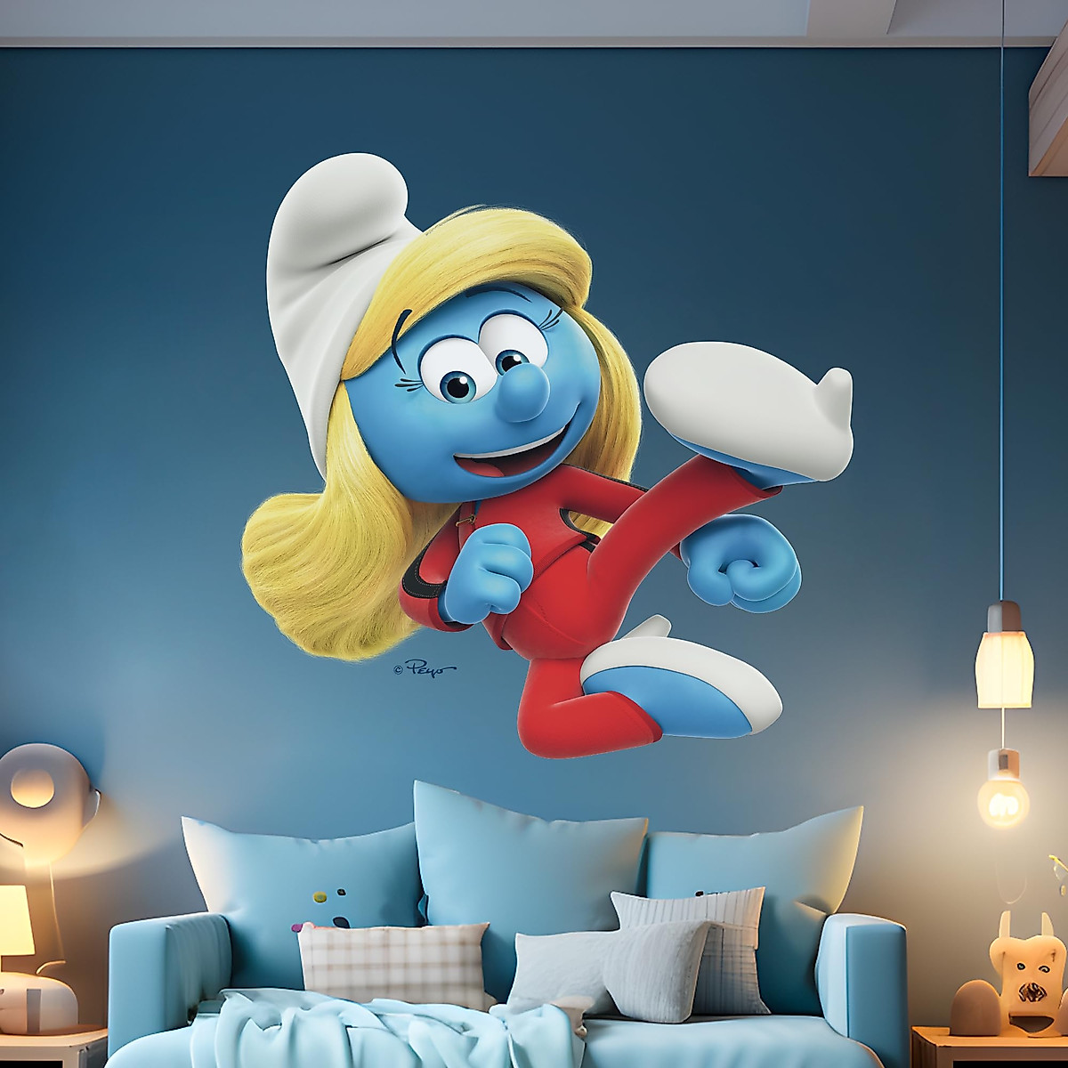 EGD The Smurfs Peel and Stick Wall Decal - EGD X The Smurfs Series - Prime Collection - Nursery Wall Decal for Baby Room Decorations - Mural Wall Decal Sticker (EGDTS031) (Wide 10"x 10" Height)