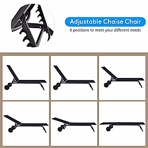 Giantex Lounge Chairs for Outside Patio Chaise Lounges Aluminum Recliner W/Adjustable 6 Backrest Positions and Wheels for Patio Beach Poolside Outdoor Sunbathing Chair(1, Black)