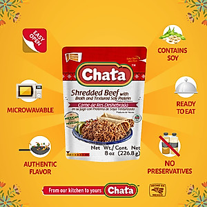 CHATA Shredded Beef Pouch, Practical & Savory Shredded Beef, Ready-to-Eat, No Preservatives, 8 Oz (Pack of 1)