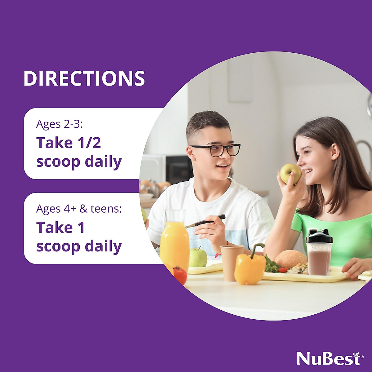 NuBest Tall Protein Powder for Kids & Teens - Whey Protein Powder - Chocolate Protein Powder Shake - Protein Drink with Probiotics, Omega 3-6-9, Vitamin D3 + K2, Calcium, Vitamin - 15 Servings