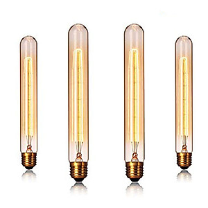 Edearkar E26/E27 Base, T10/T30 Tubular Vintage Edison Light Bulbs 25W T185 110V Dimmable T30 Antique Incandescent Light Bulb T30 Antique Filament Light Bulb, Pack of 4