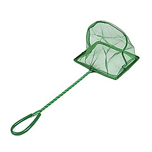 Laojbaba Aquarium Fishing Net Fish Tank Net Green Fine Mesh Net with Plastic Handle 6 Inch