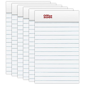 Office Depot Mini Perforated Legal Pad, 3in. x 5in., White, Pack Of 6 Pads, 99487