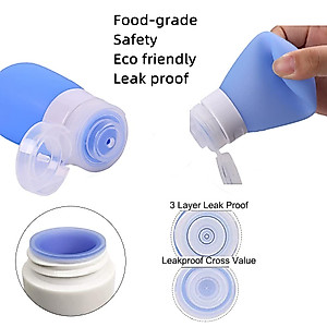 Accfore 5 Pack Squeeze Salad Dressing Bottles, 1.3oz and 2 oz. Portable Sauce Containers, Leak Proof Food Storage Condiment Bottles, Comes with 2 pcs Cleaning Brushes - 5 Colors