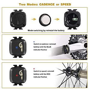COOSPO Cadence and Speed Sensor, Bluetooth ANT+ Cycling Cadence Sensor Bike Speed Sensor, Wireless RPM Bicycle Cadence Sensor for Bike Computer/Rouvy/Peloton/Wahoo/CooSporide