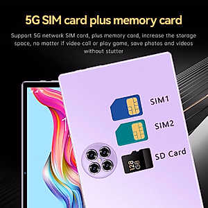 GLOGLOW Tablet, Tablet 10. 1 Inch 100-240V 8GB 256GB 2.4G 5G WiFi 2 in 1 for Android 12 for Learning (US Plug)