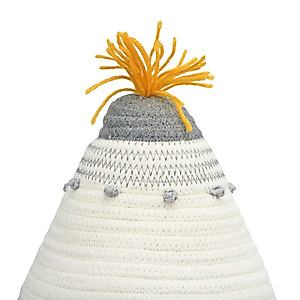 Creative Co-Op Cotton Rope Lid and Embroidery Baskets, Grey