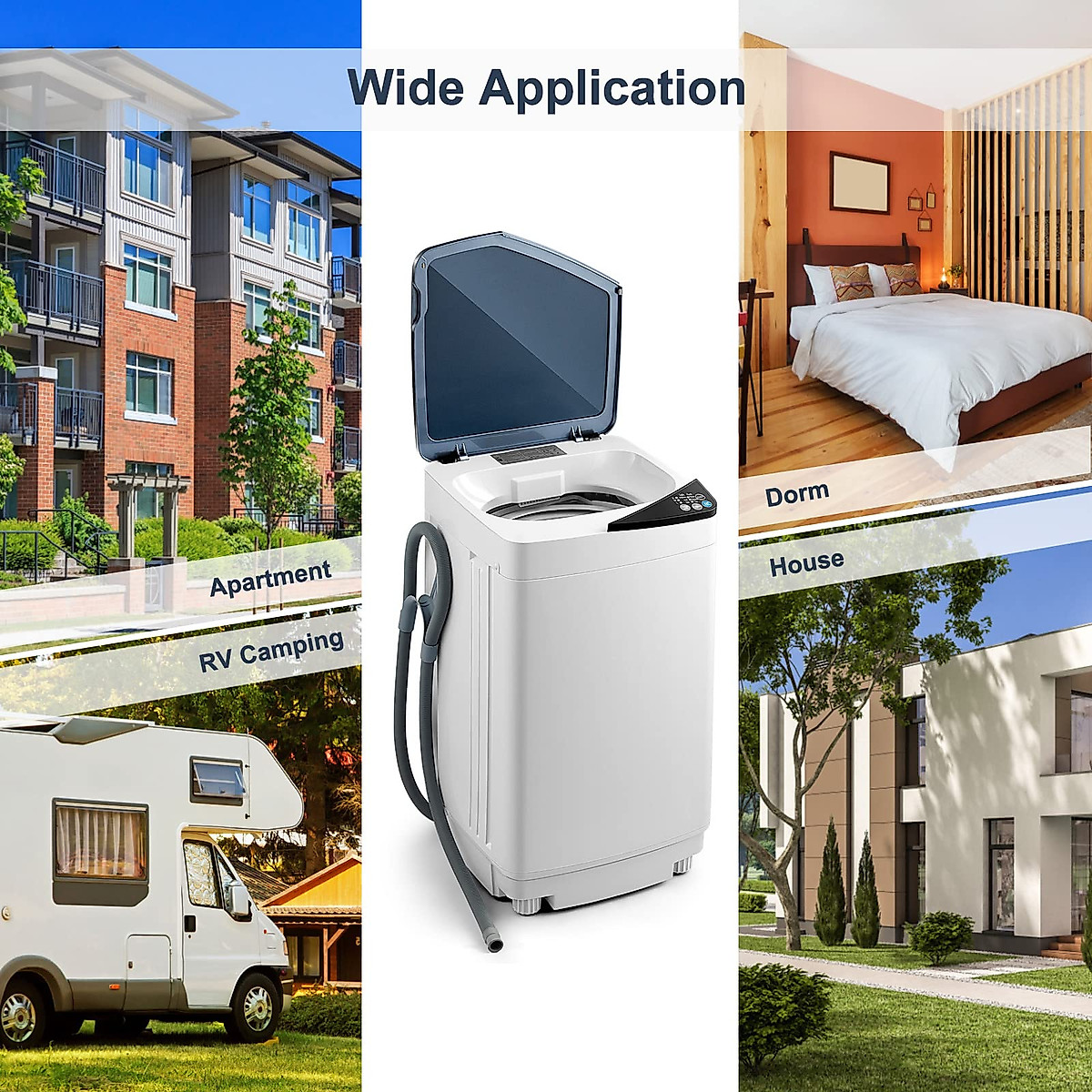 COSTWAY Portable Washing Machine, 7.7lbs Capacity Compact Laundry Washer and Spin Combo with 6 Programs, Built-in Barrel Light, Full-Automatic Washing Machine for Apartments Camping RVs Dorm, Blue
