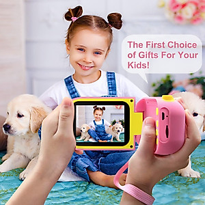 AILEHO Kids Camera Video Camcorder - Digital Camera for Kids, 12M 1080P Toddler Camera Toys for Boys Girls, Birthday Idea for Kids with 32G TF Card (Pink)