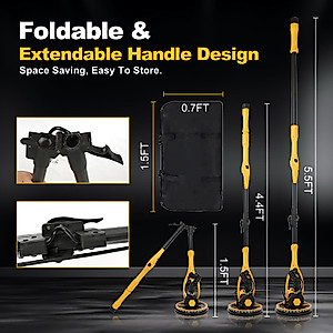 Drywall Sander,950W Electric Drywall Sander with Vacuum, Popcorn Ceiling Removal Tool with Variable Speed 800-2100RPM,Floor Sander with Foldable Handle, 16 Sanding Discs,Pure-Copper Motor (Yellow)