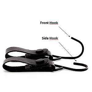 Brute Strength - Leather Straps with Hooks - Cognac - 2X - Full Grain Leather - Mommy Hook - Stroller Clip - Bag Hook - Leather Hooks - Leather s Hooks - Black s Hooks - Similar to S-Hooks