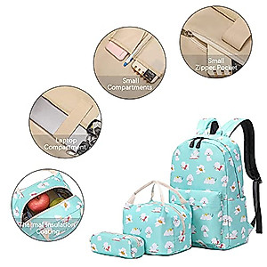 ecodudo Lightweight Kids Puppy Dog Puppy Print Backpack Girls School Backpacks Boys Bookbags with Lunch Bag (Teal Puppy 1)