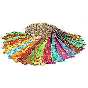 Soimoi 40Pcs Batik Print Precut Fabrics Strips Roll Up 1.5x42inches Cotton Jelly Rolls for Quilting - Yellow