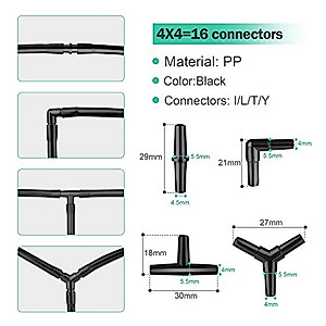AquariumBasics 26.6 Feet Black Aquarium Soft Airline Tubing Hose Standard with 4 Air Stones,4 air Value Controller,4 Check Valves, 6 Suction Cups and 16 in Total for I,L,T,Y Shape Connectors