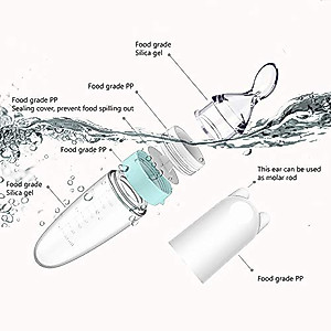 Burabi Silicone Squeeze Feeding Spoon, Baby Food Dispensing Spoon With Dust Cover, BPA Free