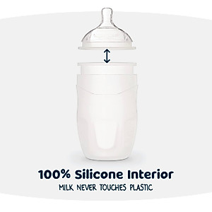 Tiny Twinkle Silicone Baby Bottle with Comfort Grip and Soft Flexible Nipple - Squeezably Soft Baby Bottles for Newborn and Up (Blossom, 8 Ounce - 3 Pack)