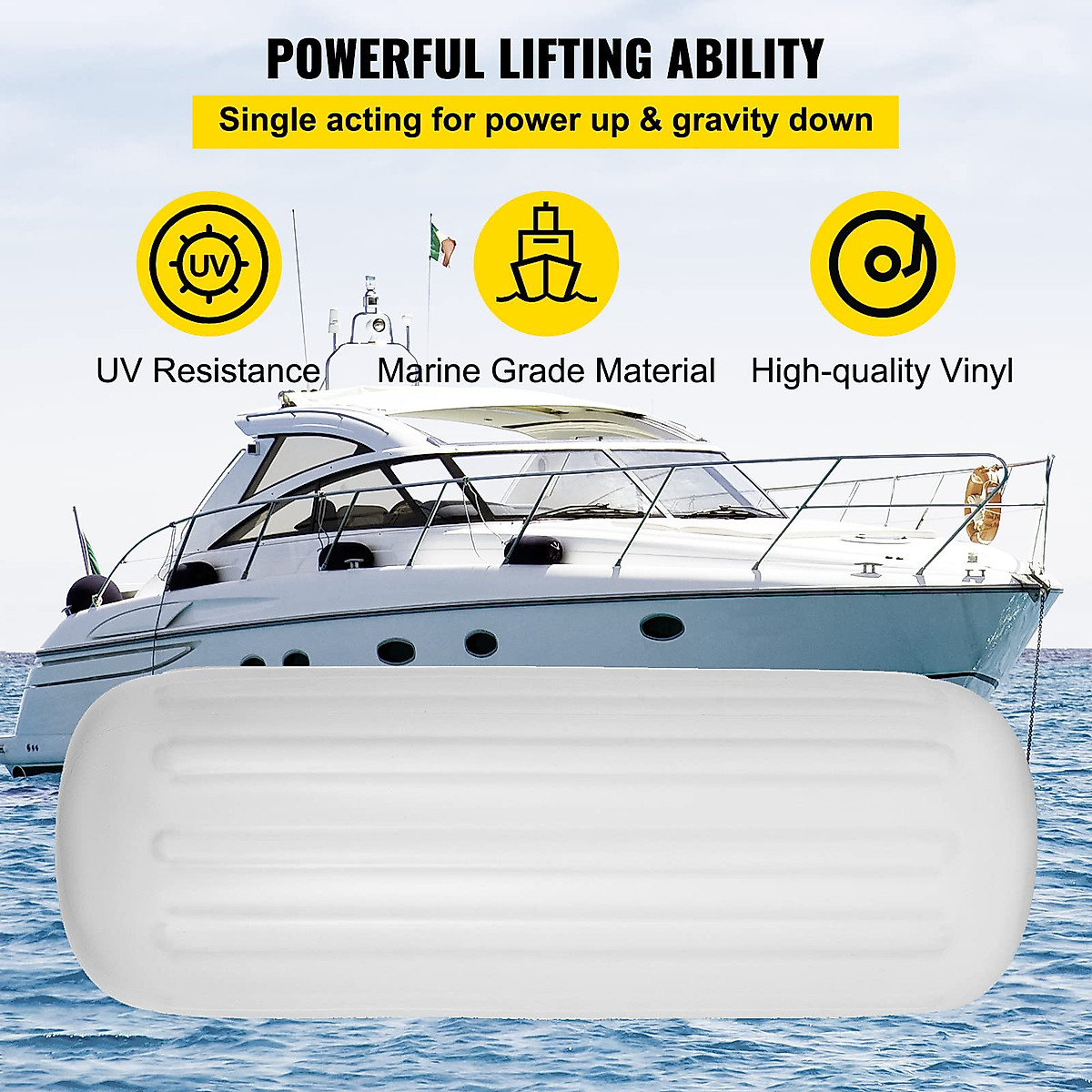Vevor Mophorn 4 Ribbed Boat Fenders 10 x 28 Inch Boat Fenders Bumpers White Center Hole Bumpers Protection