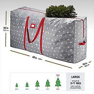 Premium Christmas Tree Storage Bag, Fits Up to 9ft Tall Artificial Disassembled Trees, Holiday Xmas Bag Made of Tear Proof 600D Oxford, With Seasonable Snowy-Lane Design, Durable Handles & Dual Zipper