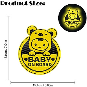 Leniutor 2Pcs Cute Koala Bear Baby On Board Car Sticker, High Intensity Reflective Baby Kids in Car Bumper Window Warning Decal, 6”x 7” (Yellow)