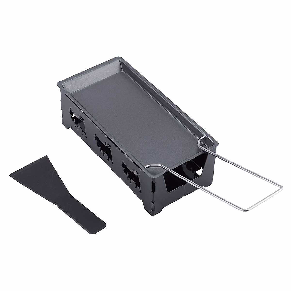 ViaGasaFamido Bakeware Stove Set Non-Stick Pan Portable Carbon Steel Grilling Tool Household Kitchen Grilling Tool Candle Light Cheese Pot with Foldable Handle