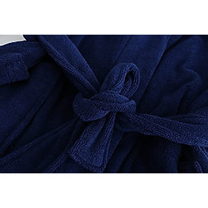 E.W Apparel Kids Boys Girls Hooded Towelling Bathrobe Dressing Gown 100% Cotton Terry Towel Soft Terry Cloth Robe 5-16 Years(Navy,7-8 Years), 2022-09-13