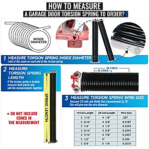 YoToolGDS Left Hand Wind（Black Cone）2" Garage Door Torsion Spring with Non-Slip Winding Bars & Gloves, High Precision Electrophoresis Black Coated, for Replacement, MIN 16,000 Cycles (0.207x2''x20'')