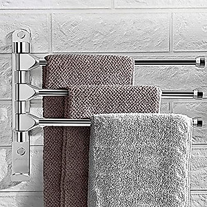 OMOONS Wall-Mounted Stainless Steel Bathroom Kitchen Towel Rack Holder with 3 Swivel Bars