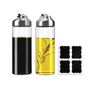 Aelga Olive Oil Dispenser - 14 OZ Glass Oil and Vinegar Dispenser Set - Oil Dispenser Bottles for Kitchen No Drip-Set of 2