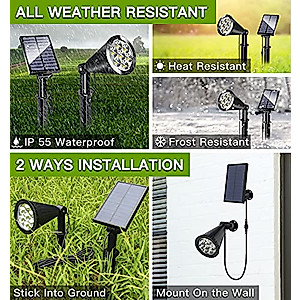 MEIHONG Solar Spot Light Outdoor with Separate Panel, Solar Uplighting Tree Lights Outdoor Solar LED Landscape Lights Dusk to Dawn, Solar Powered Accent Lights for Garden Walkway (1 Pack)