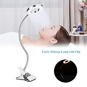Duevin Clip Lamp USB Circle Makeup Lamp LED Portable Desk Light LED Tattoo Lamp Portable Tattoo Reading Light for Eyebrow Eyelash Extension Watch Repair Energy Saving Bright Reading Light