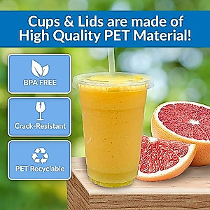 Reli. Plastic Cups with Lids, 16 oz (50 Sets) | Clear Plastic Cups with Lids | 16 oz Plastic Disposable Cups for Party, Coffee, Smoothies, To Go (16 ounce)