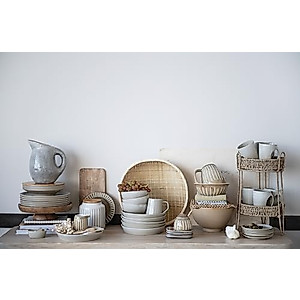 Bloomingville Round Natural Mango Wood Footed Cake Stand Bowl, Pack of 1