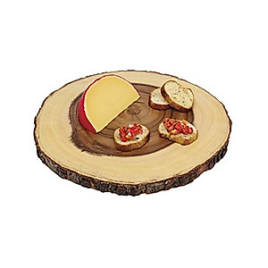 Lipper International Acacia Wood Slab Serving Board With Bark for Cheese, Crackers, and Hors D'oeuvres, Set of 3, Assorted Sizes