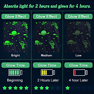 Glow in The Dark Blanket Space Gifts for Boys - Glowing Star Astronaut Spaceship Rocket Planet Soft Plush Galaxy Throw Blanket Gift Ideas for Kids Teens Girls Boy Birthday Christmas 50" x 60"