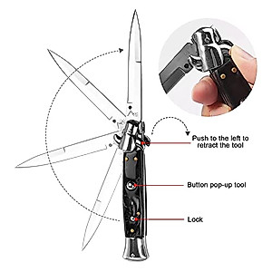 8.7" Folding Pocket Knife for Outdoor Camping Hunting Hiking Fishing Tools(Black)
