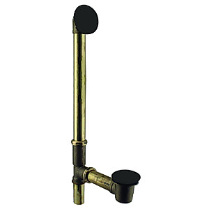 Westbrass D326H-62 22" 17 Ga. Brass Bath Waste & Overflow Assembly with Tip-Toe Drain Plug and Illusionary Faceplate, Matte Black