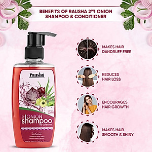 RAUSHA 2 in 1 Onion Shampoo & Conditioner for Hair Growth and Hair Fall | Pack of 1