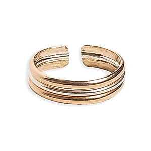 Toe Ring | Triple Stack 14K Gold Fill and Sterling Silver Toe Ring | Three Bonded Bands | Unisex - One Size Fits All