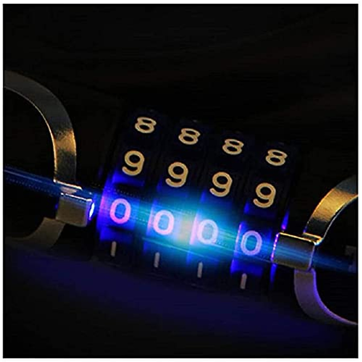 Bicycle Lock, with LED Night Light Lighting, Combination Lock, Mountain Bike Steel Cable Lock, 120cm / 12mm