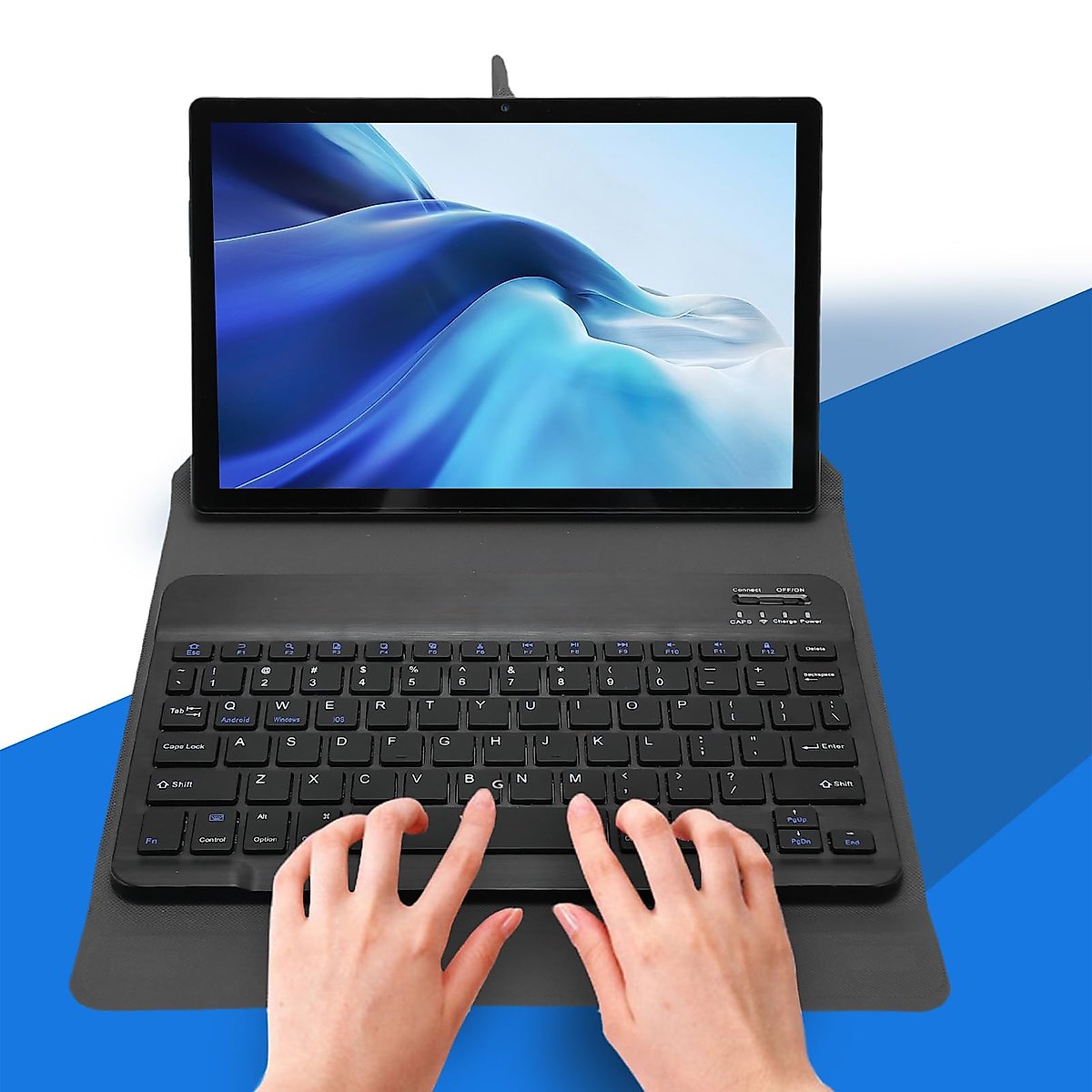 2 in 1 Tablet 10.1 Inch for with Keyboard 5G WiFi 12GB 256GB 1920x1200 Front 12MP Rear 24MP 8 Core CPU 100‑240V (US Plug)