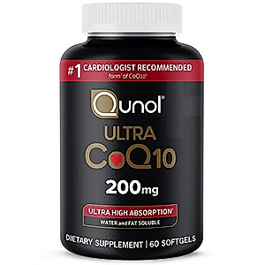 Qunol CoQ10 200mg Softgels, Ultra CoQ10 - Ultra High Absorption Coenzyme Q10 Supplements - Antioxidant Supplement for Vascular and Heart Health & Energy Production - 2 Month Supply - 60 Count
