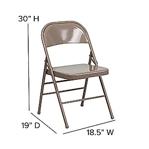 Flash Furniture 2 Pack HERCULES Series Triple Braced & Double Hinged Beige Metal Folding Chair