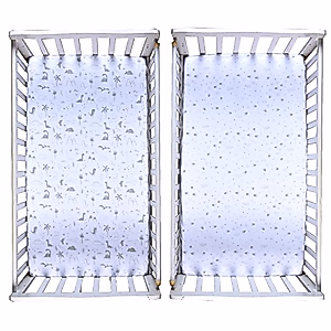 David's Kids Crib Fitted Sheets Grey-100% Cotton Baby Boys and Girls Crib Sheets for Standard Crib and Toddler Mattress-Nursery Sheets-2 Pack-Woodland Dinosaurs/Claws-52x28 Inches