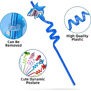 24-Pk Crazy Straws For Kids Reusable+50 Pcs Balloons， Silly Straws For Kids Curly Straws For Kids Reusable Sea Butterfly Rainbow Party Favor For Adults Kids， Various Styles Twisty Straws Fun Straws