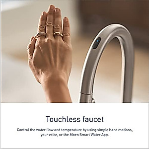 Moen S73004EVORB Weymouth Smart Touchless Pull Down Sprayer Kitchen Faucet with Voice Control and Power Boost, Oil Rubbed Bronze