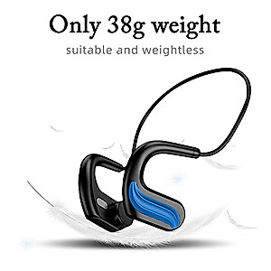 ESSONIO Bone Conduction Headphones Swimming Headphones Bluetooth IPX8 Waterproof Headphones, Built-in 32g Memory (Blue)