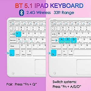 TOPIPRO Bluetooth Keyboard, Slim 7 Colors Backlit Wireless Bluetooth Keyboard with Touchpad Built in Rechargeable Battery for iOS Android Windows Tablets PC Smartphone