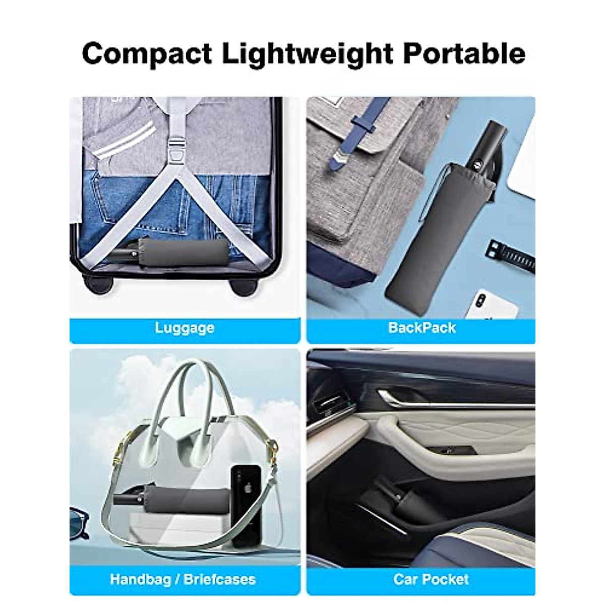 Vuteehy Windproof Umbrella, Travel Umbrella for Rain with 16 Ribs Double Canopy Vented, Waterproof Folding Umbrella with Inverted Design, Auto Open Close - Compact Rain Umbrella for Men and Women